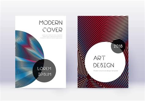 Premium Photo Trendy Cover Design Template Set Red Abstract Lin