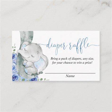 Elephant Boy Baby Shower Diaper Raffle Cards Zazzle Elephant Baby