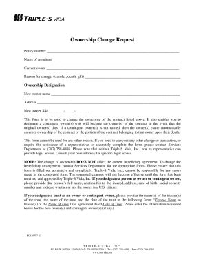 Fillable Online Ownership Change Request Triple S Vida Fax Email