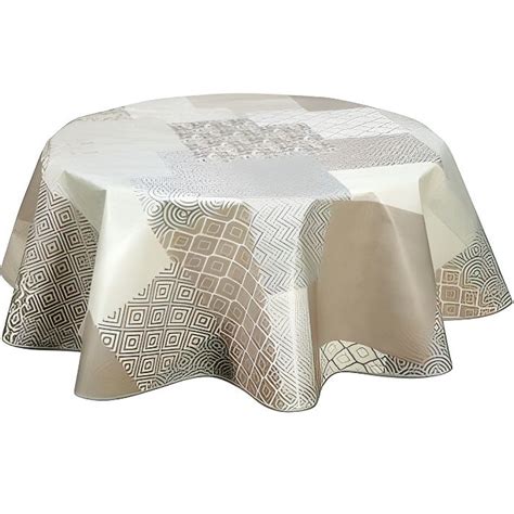 Nappe ronde en toile cirée design Patchmode Diam 150 cm Ecru