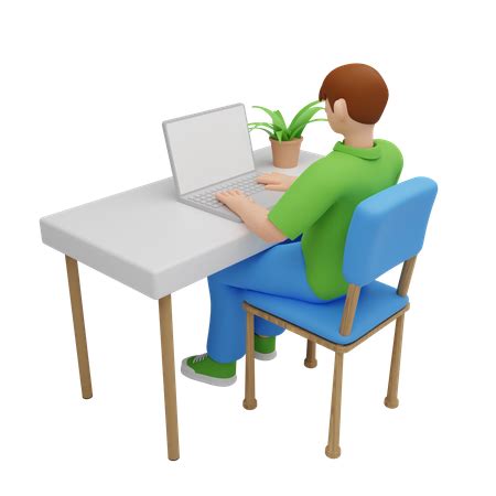 32 057 Man Working On Computer 3D Illustrations Free In PNG BLEND