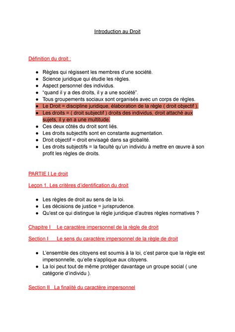 Introduction au Droit Cours l1 Introduction au Droit Définition du