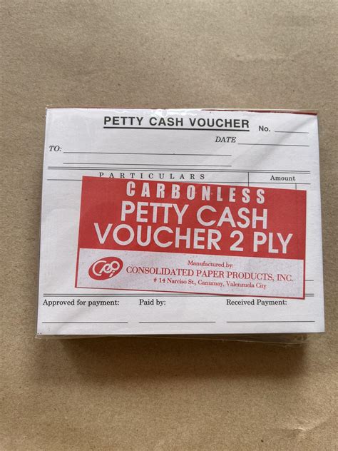 Petty Cash Voucher Ply Carbonless Pad Per Pack Actual Picture