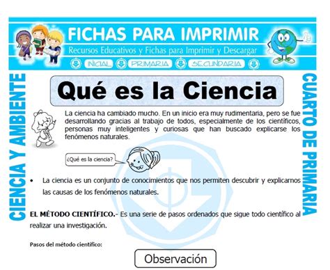 Que Es Ciencia Para Cuarto De Primaria Fichas Para Imprimir