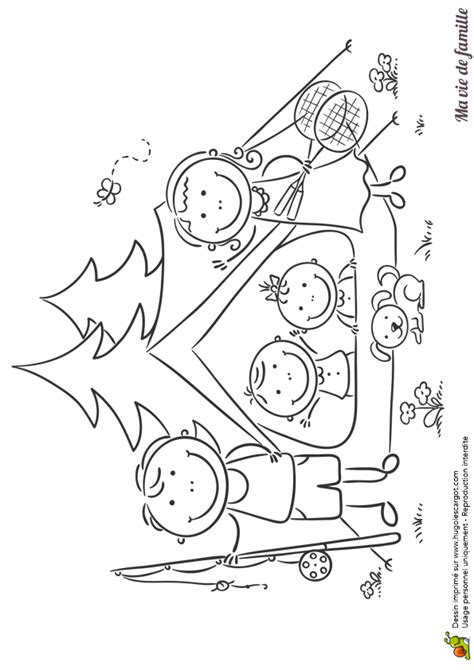 Coloriage Dune Famille Qui Fait Du Camping En Foret