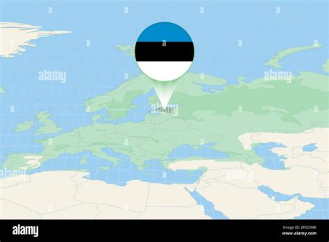 Ilustración de mapa de Estonia con la bandera Ilustración cartográfica
