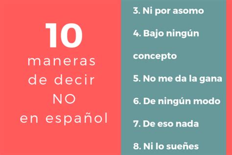 10 maneras de decir NO Español Aprender español Decir no