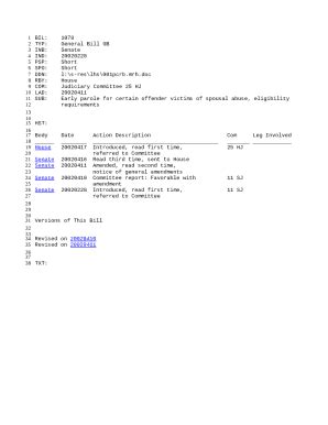 2001 2002 Bill 1078 Early Parole For Certain Offender Doc Template