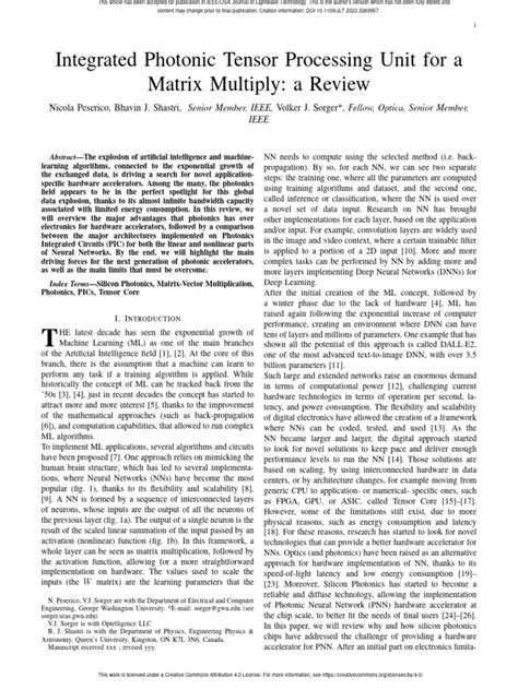 integrated photonic tensor processing unit for a m pdf central processing unit deep learning