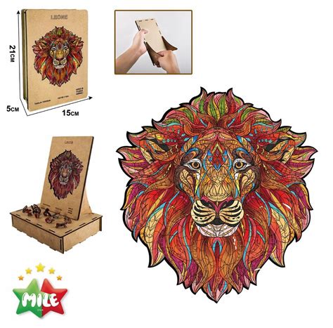 Drewniane puzzle UKŁADANKA Prezent LEW 11590083577 oficjalne