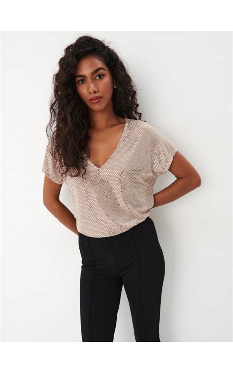Bluză cu decolteu în V culoare Beige MOHITO 9838Z 80X