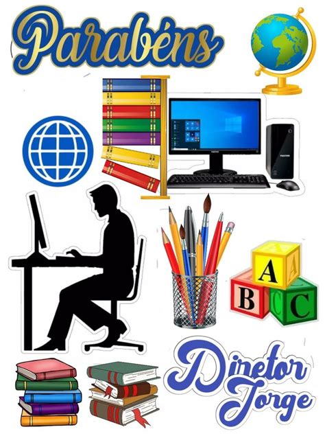 Topper Diretor Escola Em Parab Ns Topper Toppers De Bolo