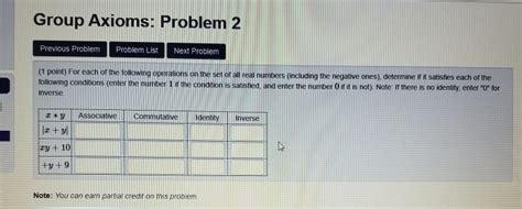 solved group axioms problem 2 previous problem problem list