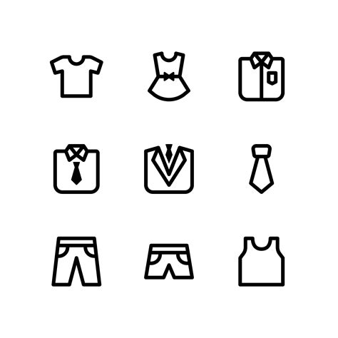 Clothing Line Icons Including T Shirt Dress And More 701956 Vector Art