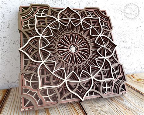 Multi Layer Mandala Dxf Laser Cut Flower Mandala Layered Etsy