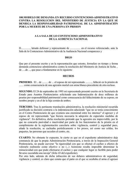 Modelo De Demanda En Recurso Contencioso