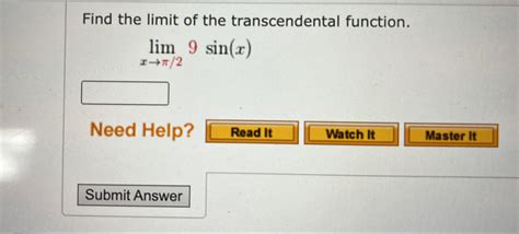 solved find the limit of the transcendental