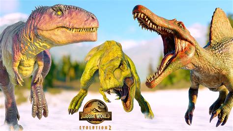T REX VS Spinosaurus VS Giganotosaurus VS Allosaurus Jurassic World