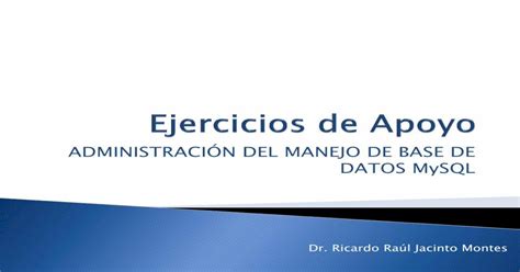 administraciÓn del manejo de base de datos mysql [pdf document]