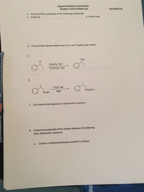 Solved Organic Chemistry I Spring Chapter And Chegg