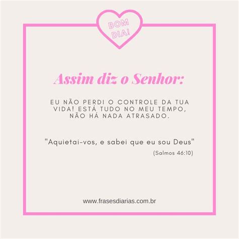 Assim diz o Senhor Eu não perdi o controle da tua vida Frases Diárias
