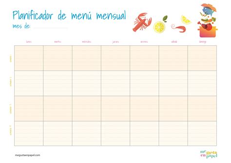 Plantillas de menú para descargar e imprimir