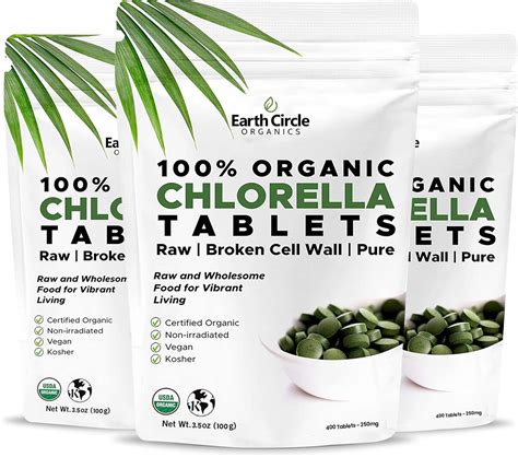 Earth Circle Organics Tabletas Pr Mium De Chlorella Usda Org Nico