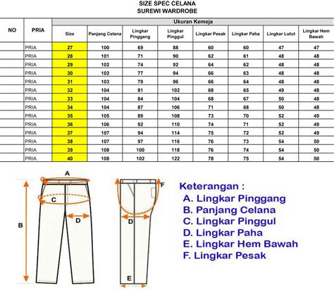 Standard Ukuran Celana Kerja