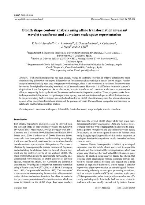 pdf otolith shape contour analysis using affine transformation invariant wavelet transforms
