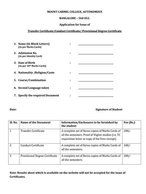 School Tc Application Form Pdf Fill Online Printable Fillable