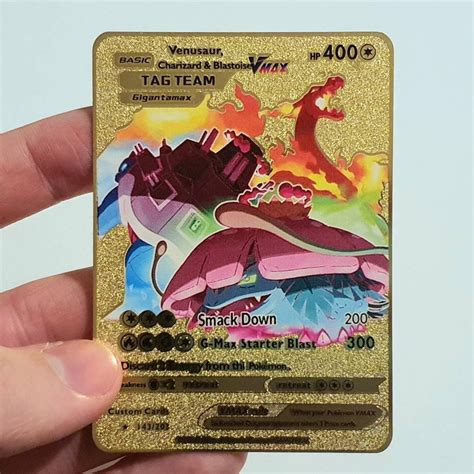 Charizard Blastoise Venusaur Vmax Gold Pokemon Card Tag Team Etsy Norway