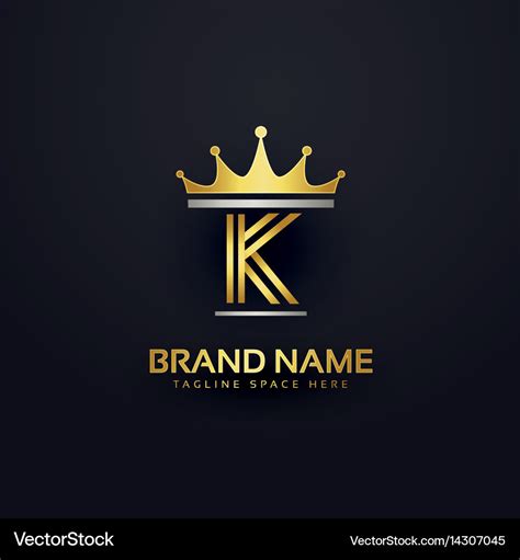 Letter K Premium Logo With Golden Crown Royalty Free Vector