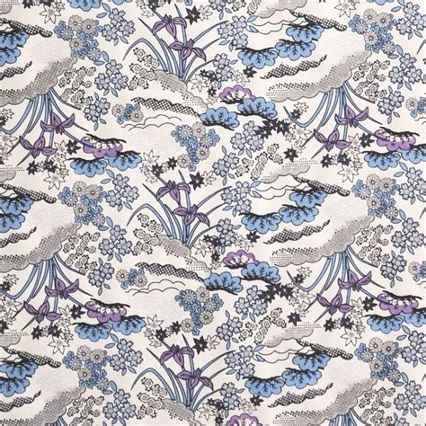Papier Japonais Washi Chiyogami Grand Format Fleurs Bleu