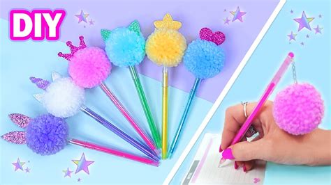 7 IDEAS Para DECORAR BOLIGRAFOS Con POMPONES De LANA YouTube