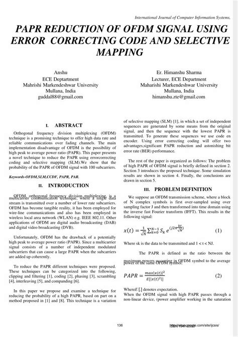 pdf papr reduction of ofdm signal using error correcting code and selective mapping dokumen tips