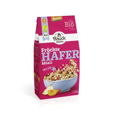 Bauckhof Hafer Müsli Früchte glutenfrei Demeter Bio 425g ekomar