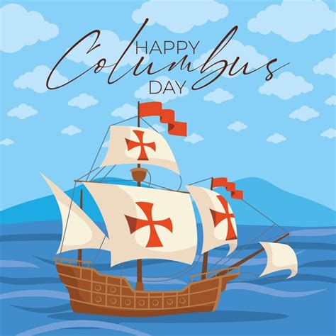 Affiche Du Jour De Christophe Colomb Vecteur Premium