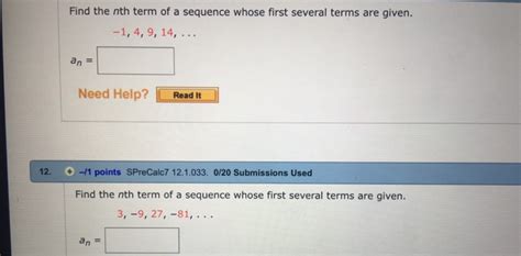 solved find the nth term of a sequence whose first several