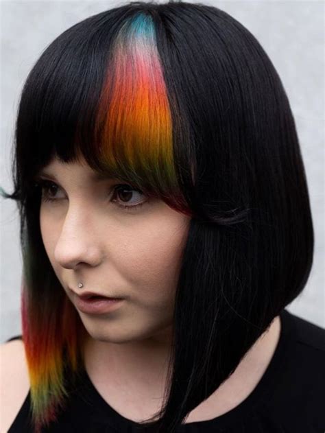 Sneaky Streaky Flipped Bangs Fantasy Hair Color Split Dyed Hair