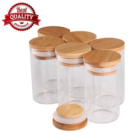 Kit Potes De Vidro Hermetico Tempero Tampa De Bambu Ml Shopee Brasil