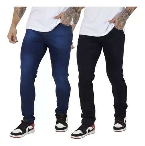 Kit 2 Calça Jeans Sarja Masculina Skinny C Lycra Colorida Frete grátis