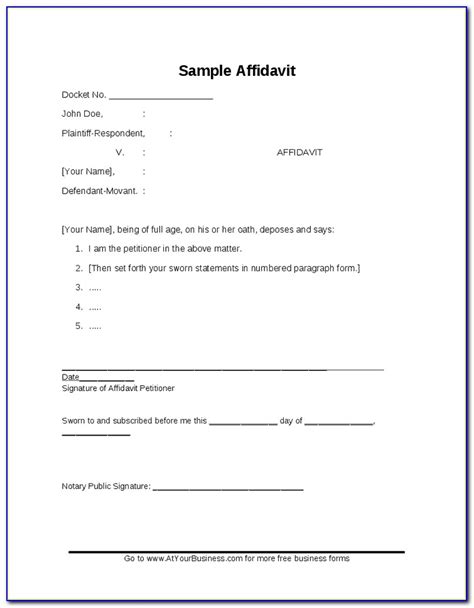 Affidavit Form South Africa
