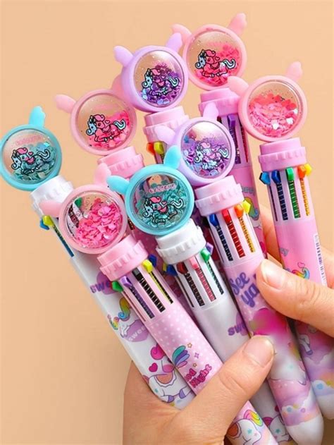 1 pièce Aléatoire Mignon Licorne Multicolore Dix Couleurs Stylo À Bille