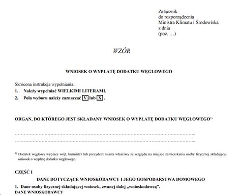 Wzór wniosku o dodatek węglowy Można go złożyć do końca listopada