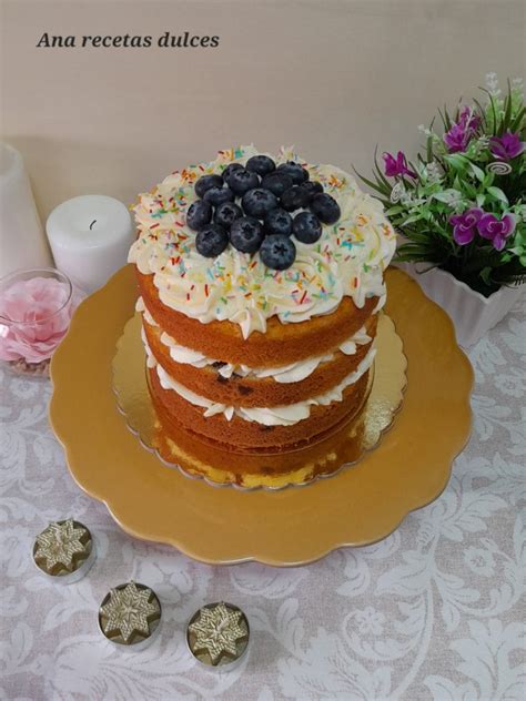 Nude cake de limón y arándanos pastel desnudo Ana Recetas Dulces