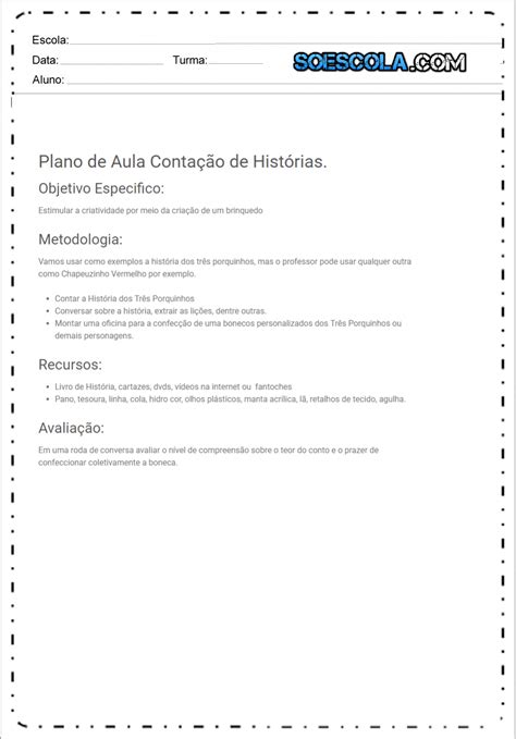 Plano De Aula Sobre Conta O De Hist Ria Para Educa O Infantil