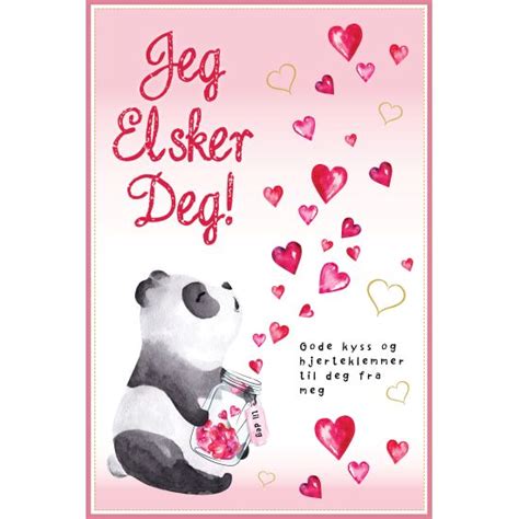 Valentinekort Dobbelt Med Rød Konvolutt Jeg Elsker Deg Panda