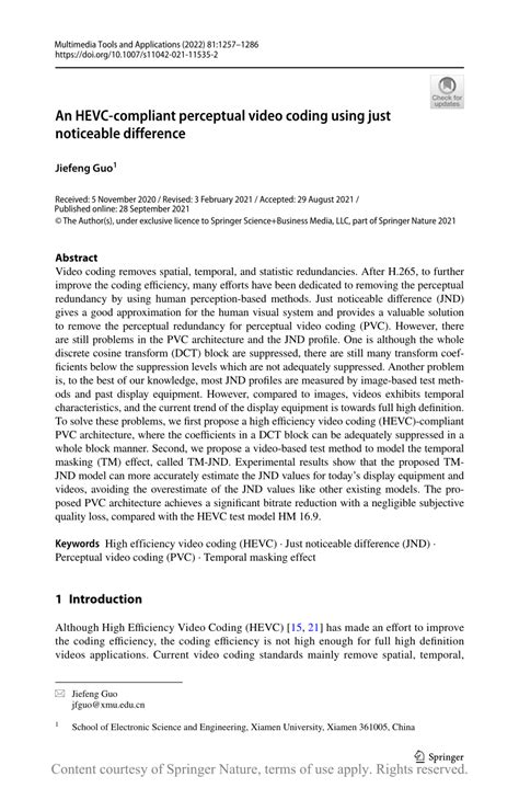 an hevc compliant perceptual video coding using just noticeable difference
