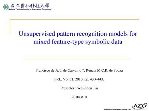 ppt unsupervised pattern recognition models for mixed feature type symbolic data powerpoint