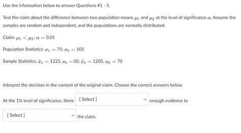 Solved Use The Information Below To Answer Questions 1 5 Chegg